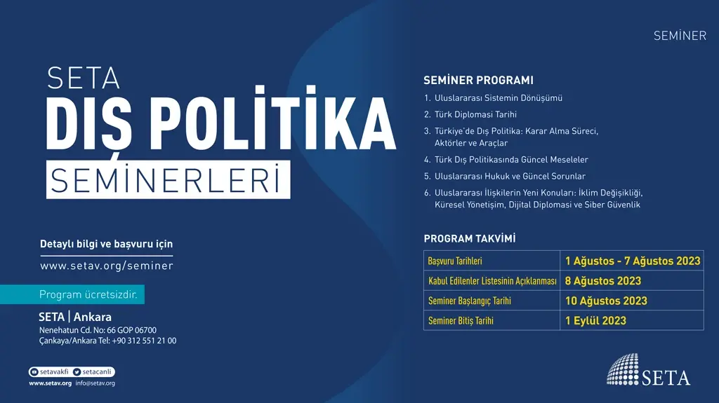 SETA 2023 Dış Politika Seminer Programı Başlıyor!